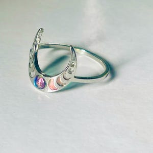 Gothic Moon Phase Ring: Color Changing Moonstone, Wiccan Jewelry - Etsy