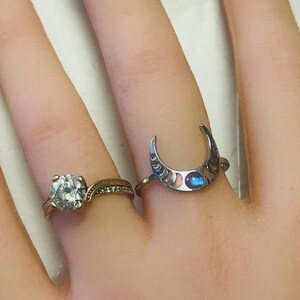 Gothic Moon Phase Ring: Color Changing Moonstone, Wiccan Jewelry - Etsy
