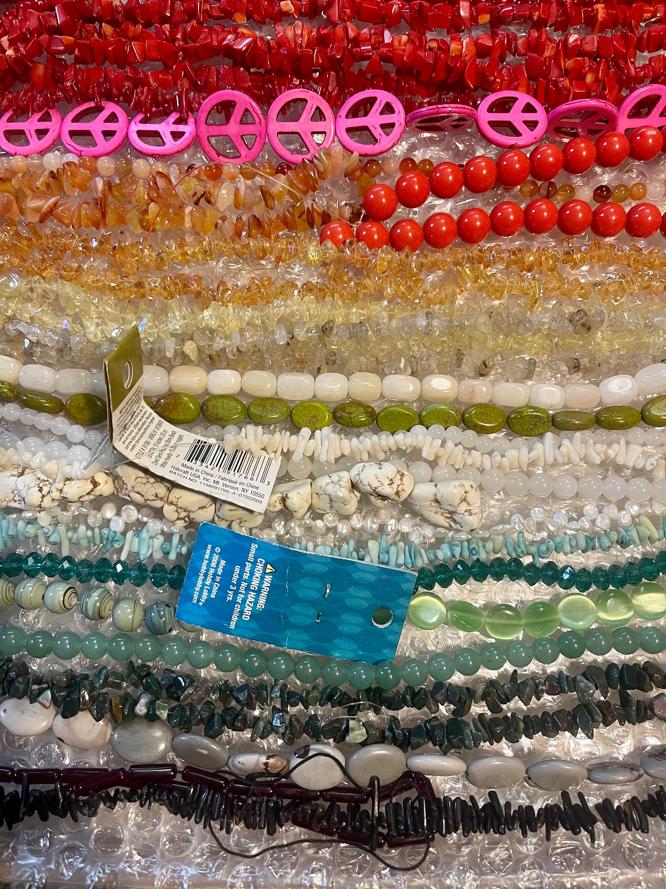 HUGE Jewelry Making Bead Lot 30 Plus Gemstone Strand Beads Vintage ...