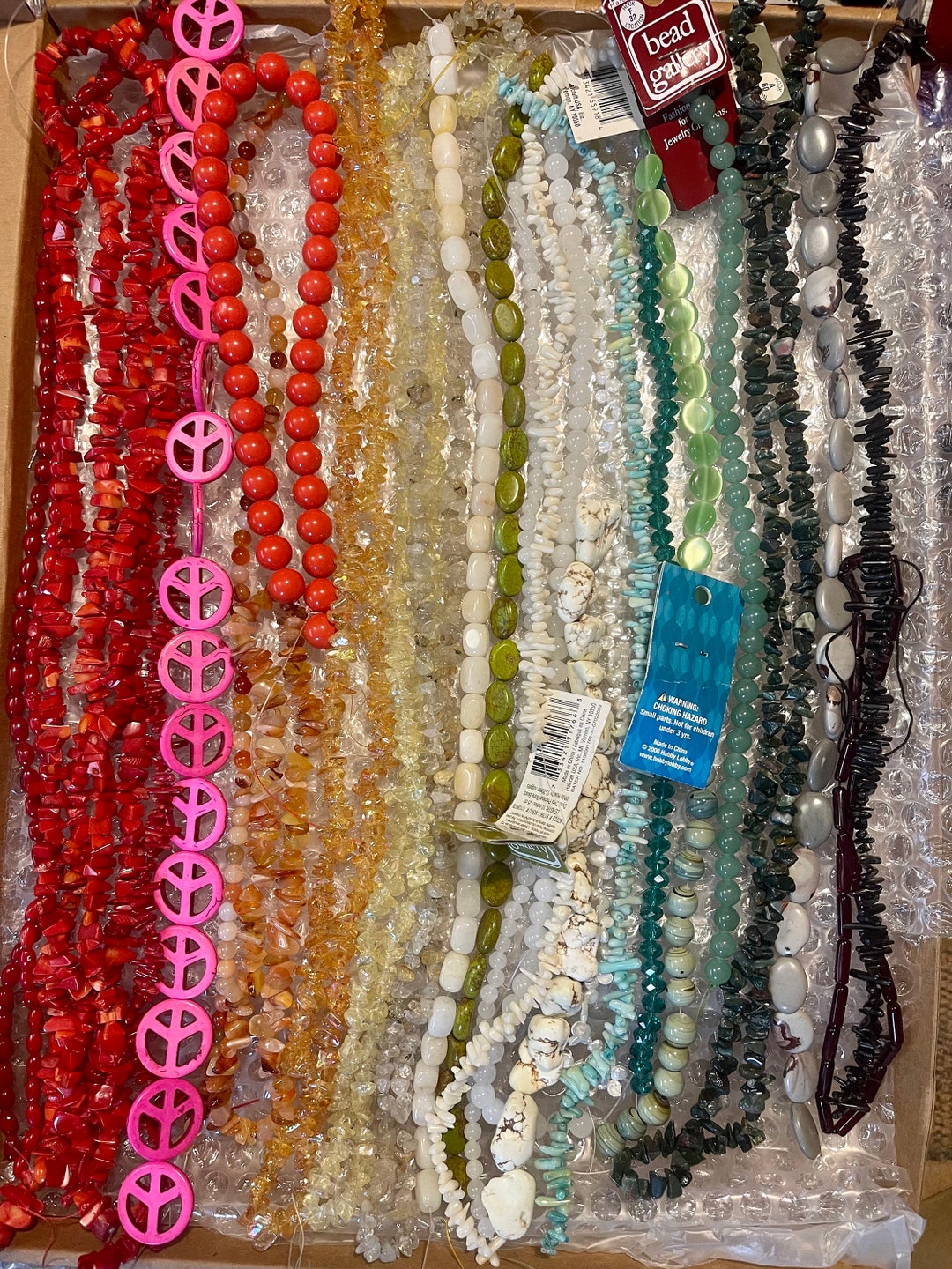 HUGE Jewelry Making Bead Lot 30 Plus Gemstone Strand Beads Vintage ...