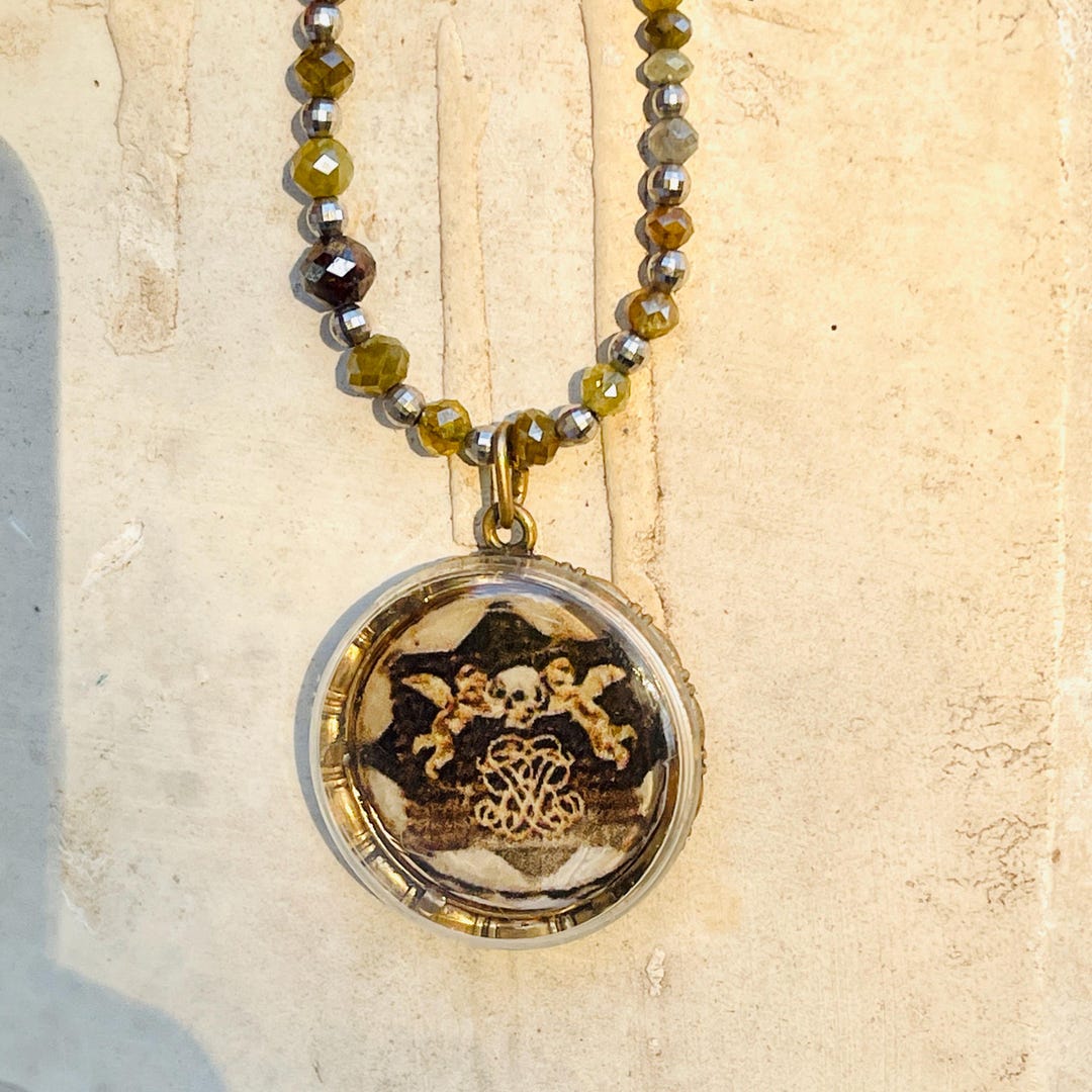 Diamond Memento Mori Pendant Necklace: Stuart Crystal 18k White Gold - Etsy