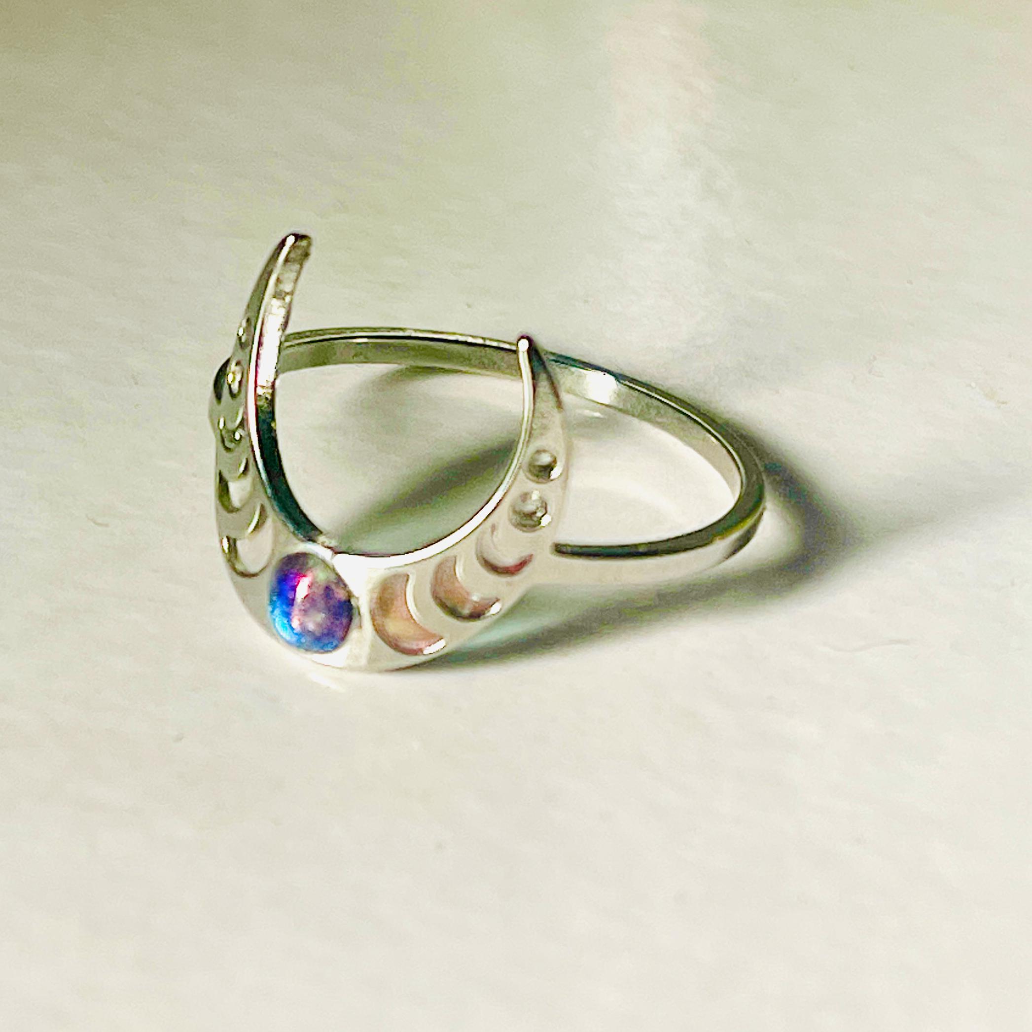 Gothic Moon Phase Ring: Color Changing Moonstone, Wiccan Jewelry - Etsy