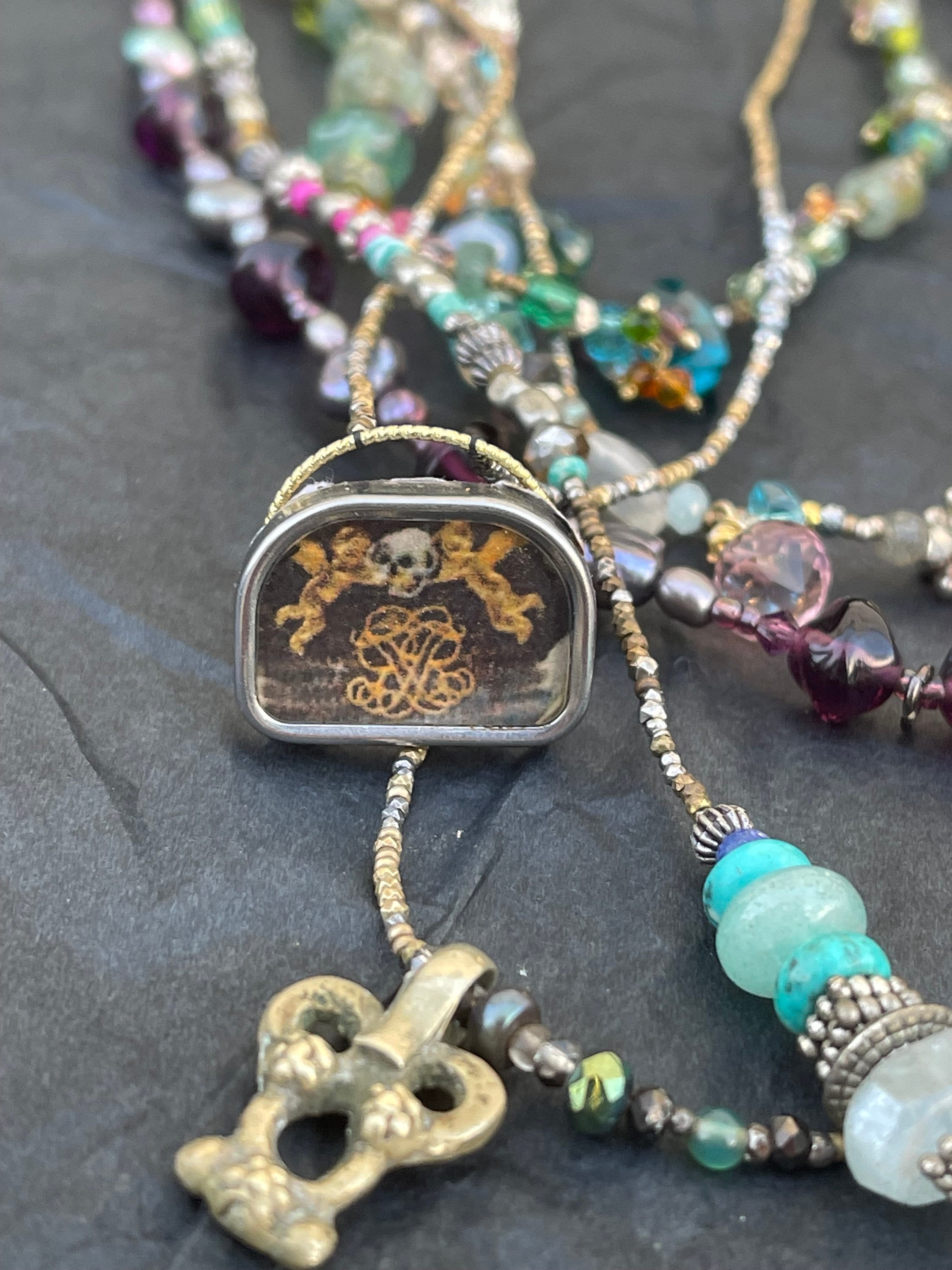 Antique Momento Mori Diamond Necklace Unique Mourning Jewelry Memento ...