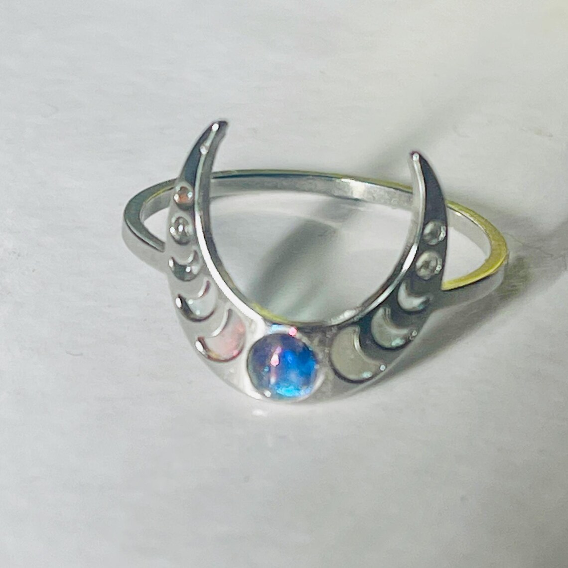 Gothic Moon Phase Ring: Color Changing Moonstone, Wiccan Jewelry - Etsy