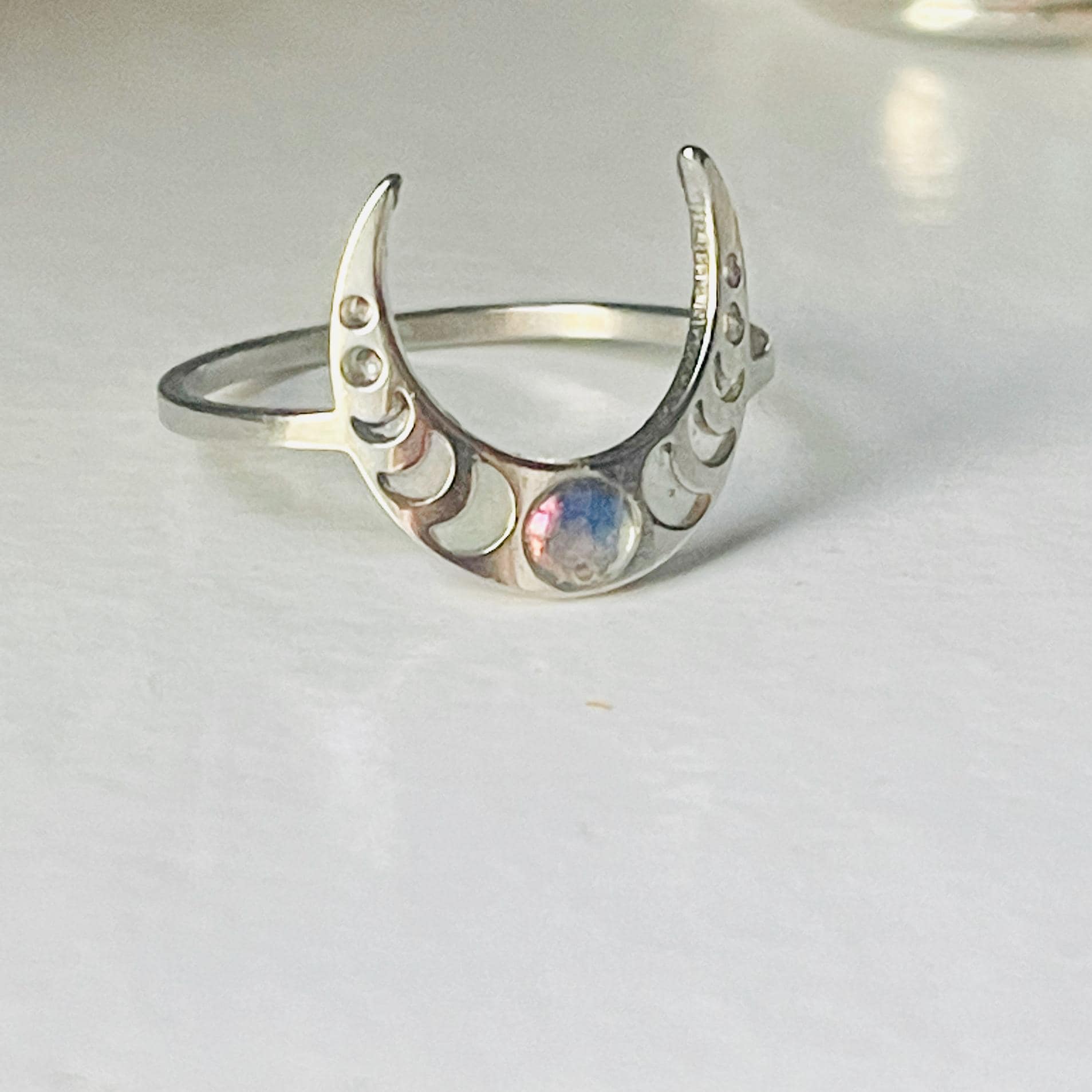 Gothic Moon Phase Ring: Color Changing Moonstone, Wiccan Jewelry - Etsy