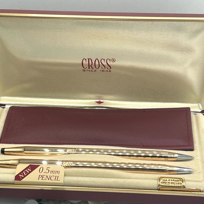Original Cross 14k Gold Filled Mechanical Pencil and Pen Set: Engraved ...