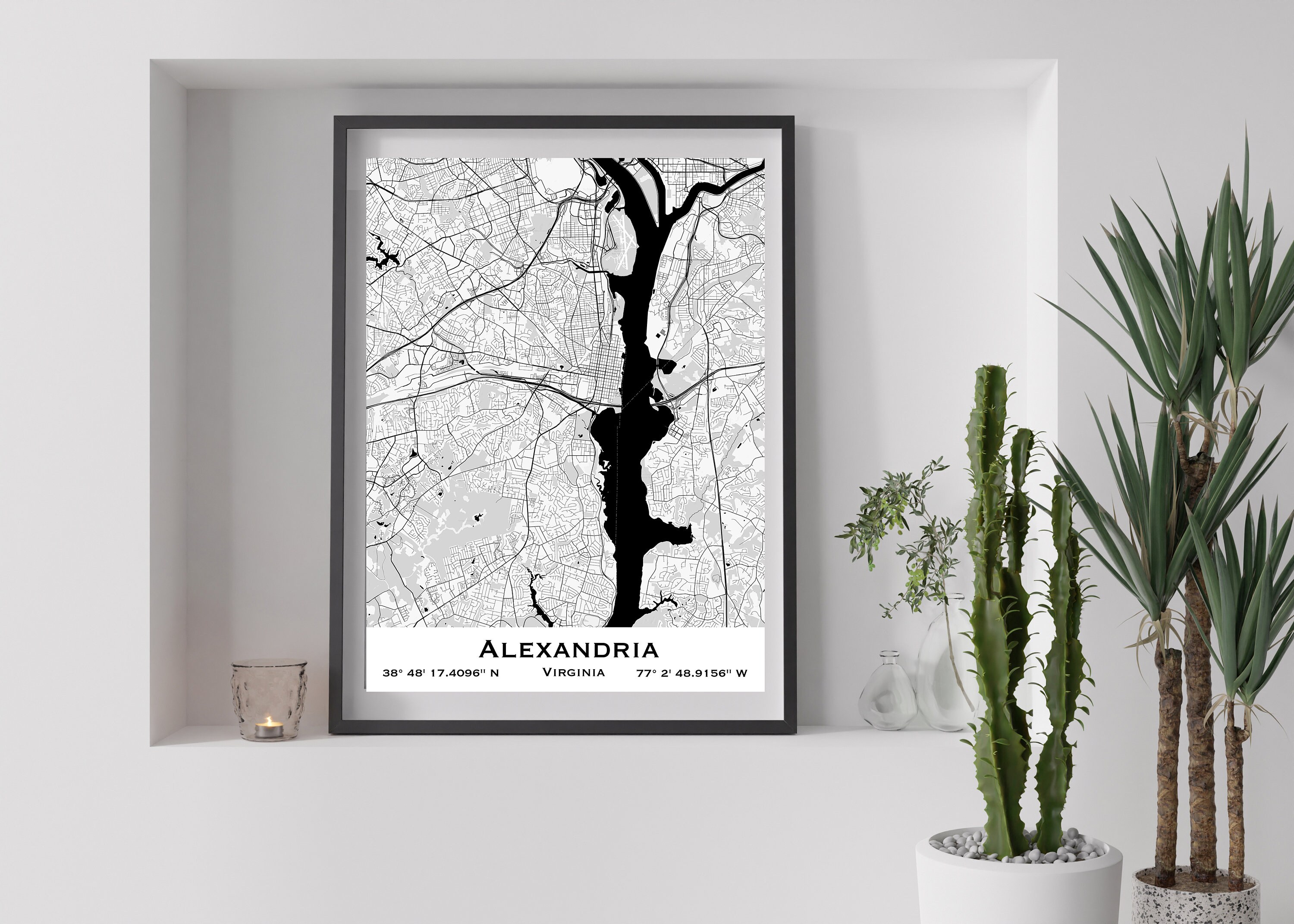 Custom Map Alexandria Virginia, Map of Alexandria, Digital Map of ...
