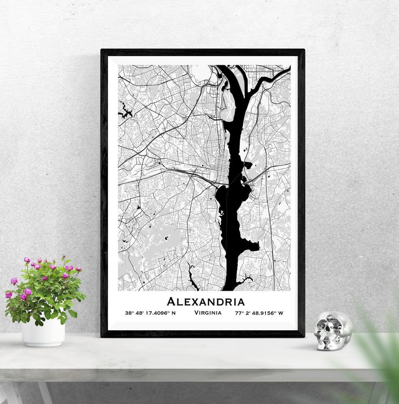 Custom Map Alexandria Virginia, Map of Alexandria, Digital Map of ...