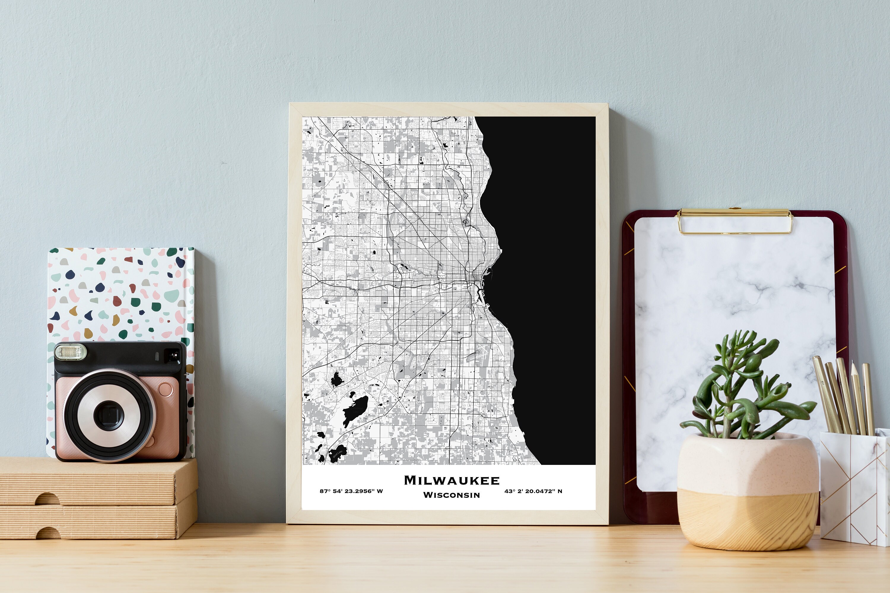 Custom Map of Milwaukee. Digital Map of Milwaukee is Ready to Download ...