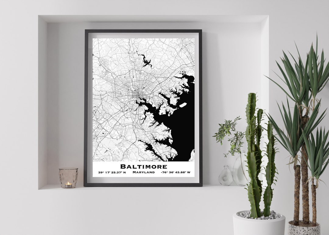 Custom Map of Baltimore, MD. Digital Map of Baltimore, Ready to Print ...