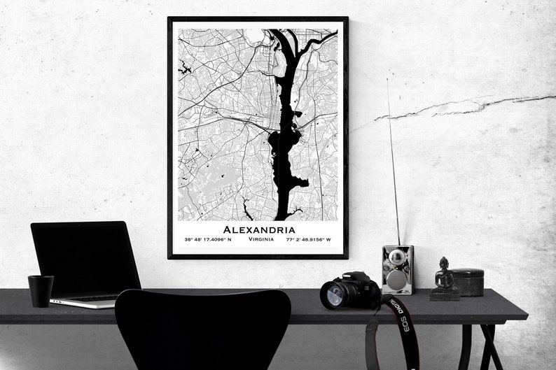Custom Map Alexandria Virginia, Map of Alexandria, Digital Map of ...