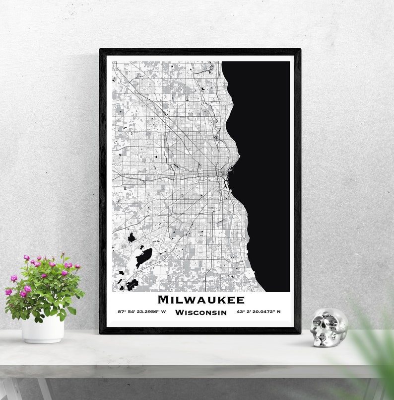 Custom Map of Milwaukee. Digital Map of Milwaukee is Ready to Download ...