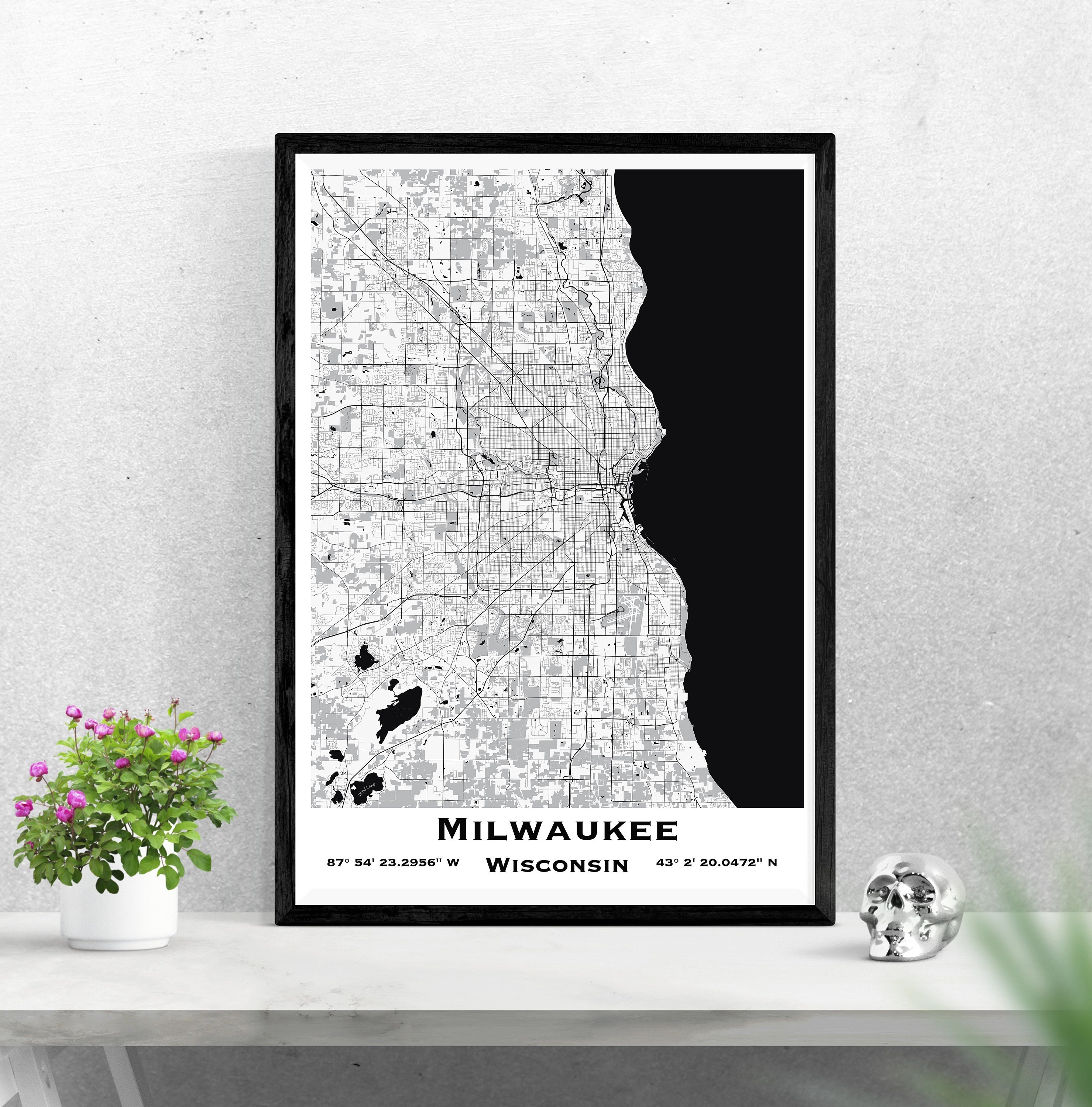 Custom Map of Milwaukee. Digital Map of Milwaukee is Ready to Download ...
