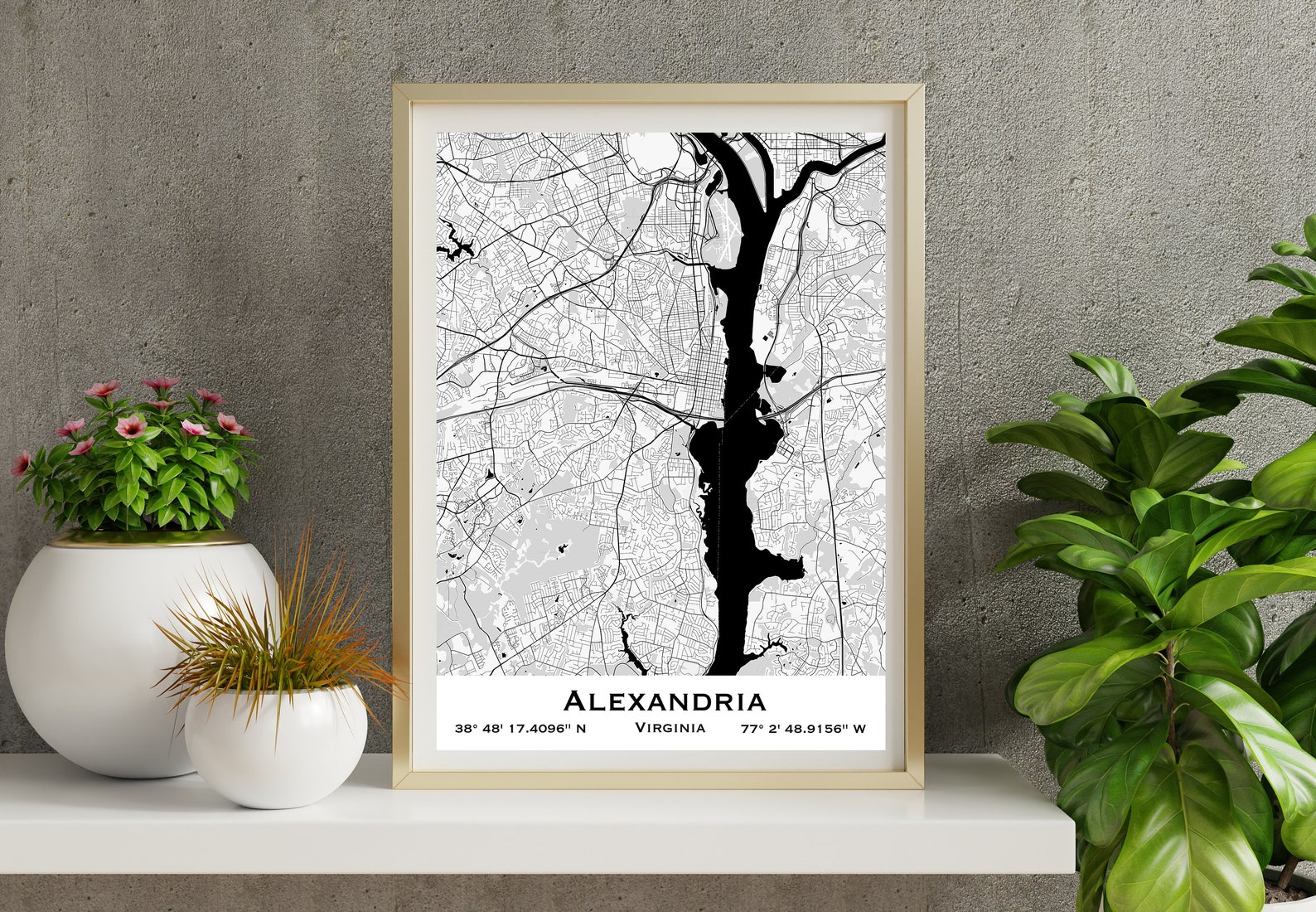 Custom Map Alexandria Virginia, Map of Alexandria, Digital Map of ...