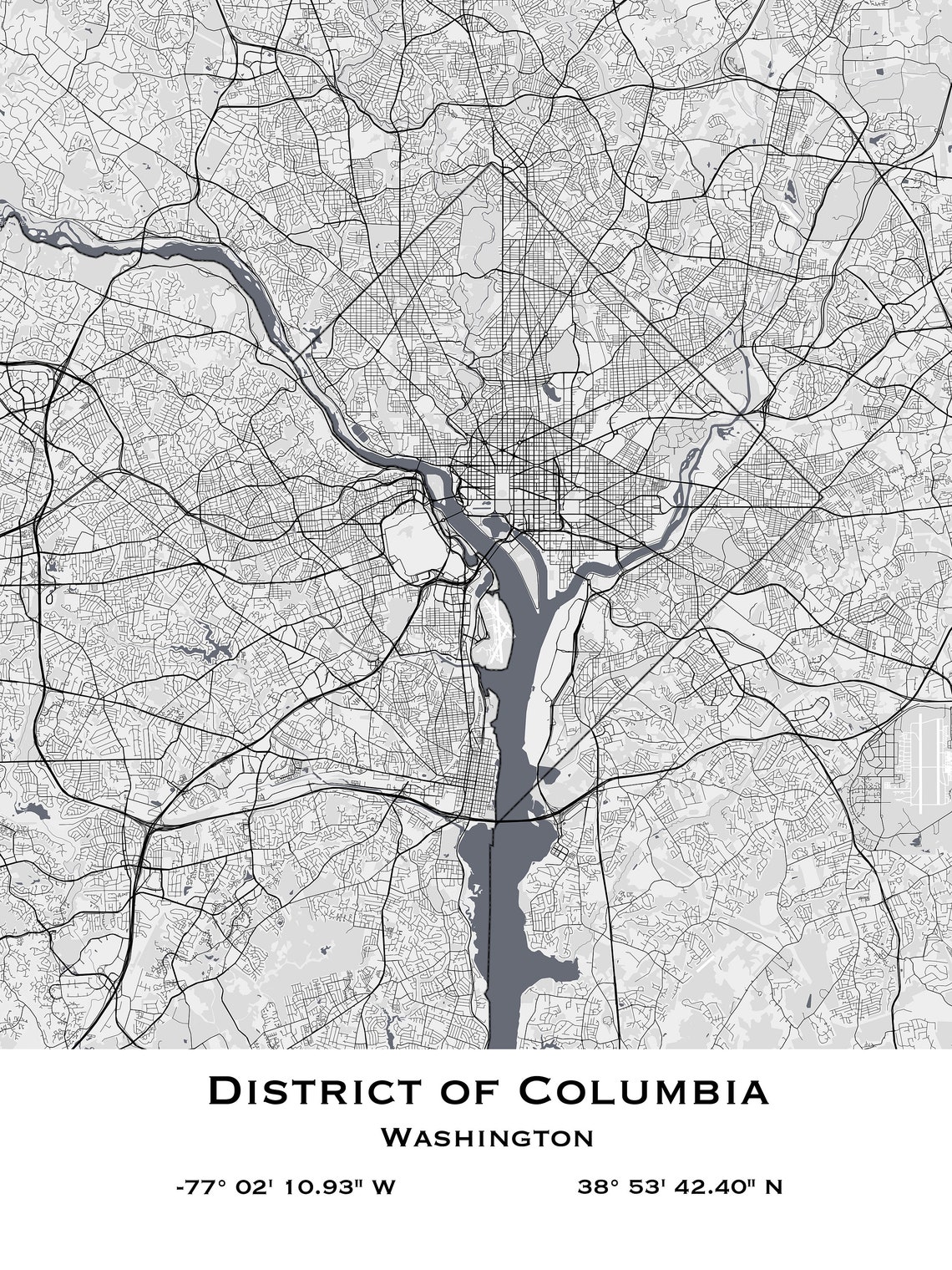 Washington, D.C. Map, Custom Ma P of Washington DC, Printable Map of ...