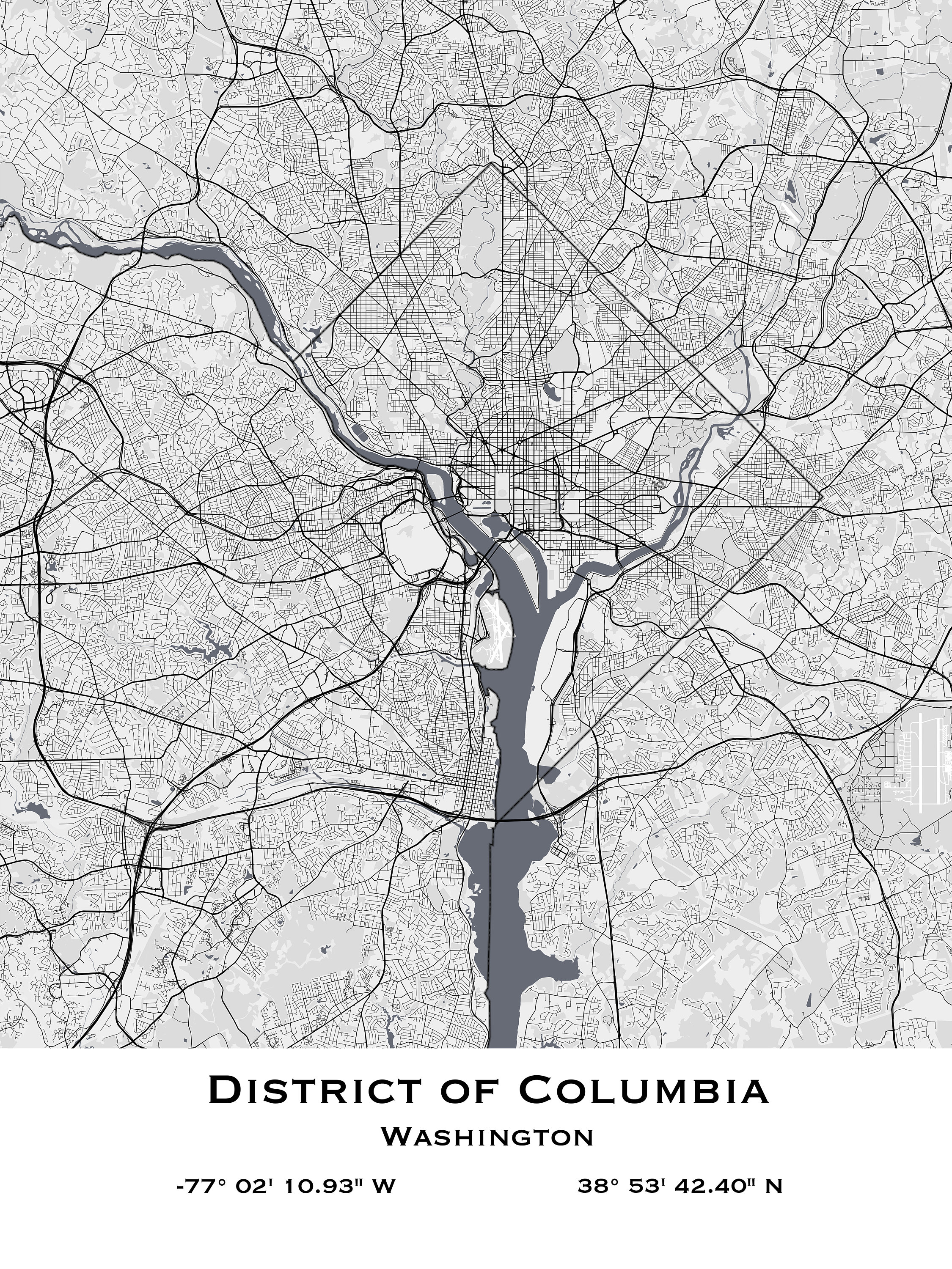 Washington, D.C. Map, Custom Ma P of Washington DC, Printable Map of ...