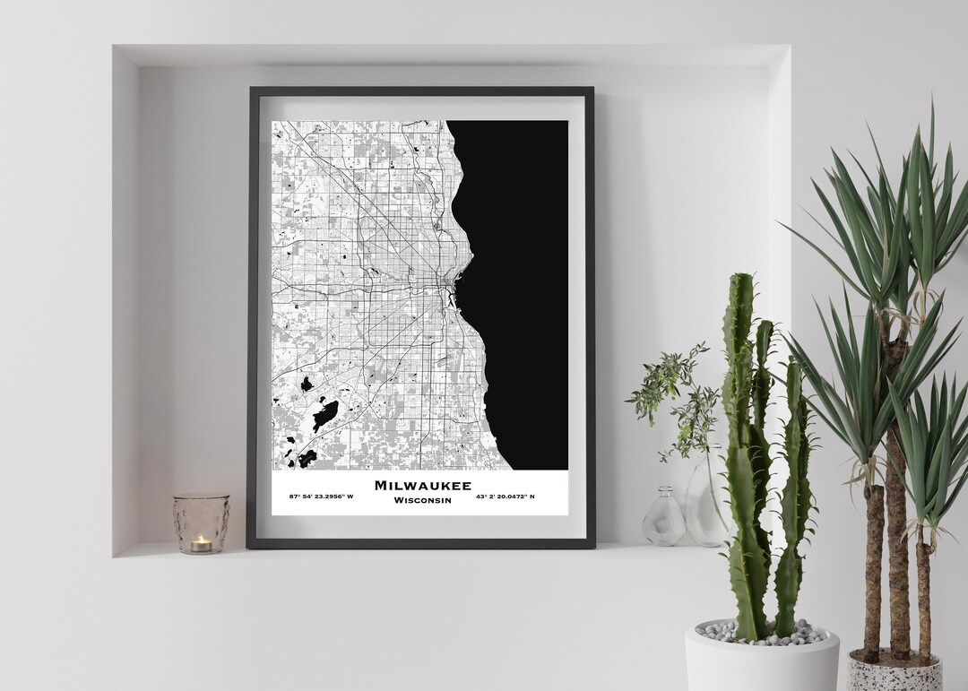 Custom Map of Milwaukee. Digital Map of Milwaukee is Ready to Download ...