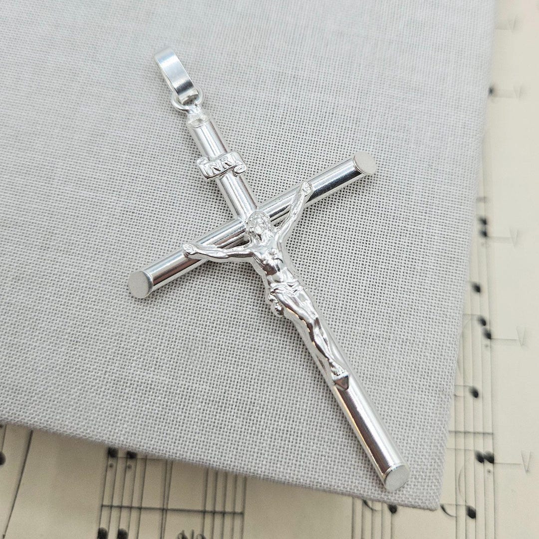 Large Sterling Silver Crucifix Pendant Necklace 6.3cm | 20 22 24 Inch ...