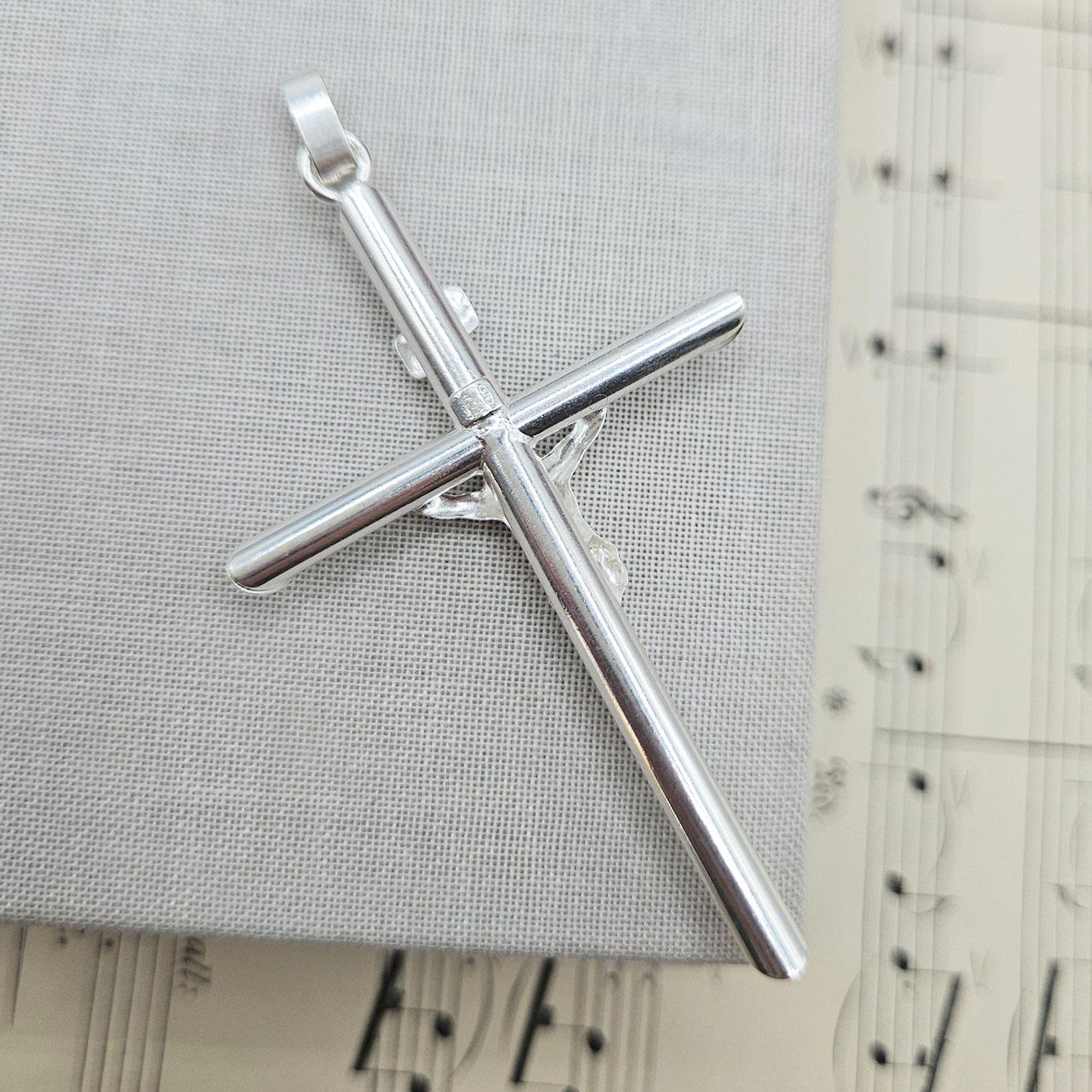 Large Sterling Silver Crucifix Pendant Necklace 6.3cm | 20 22 24 Inch ...