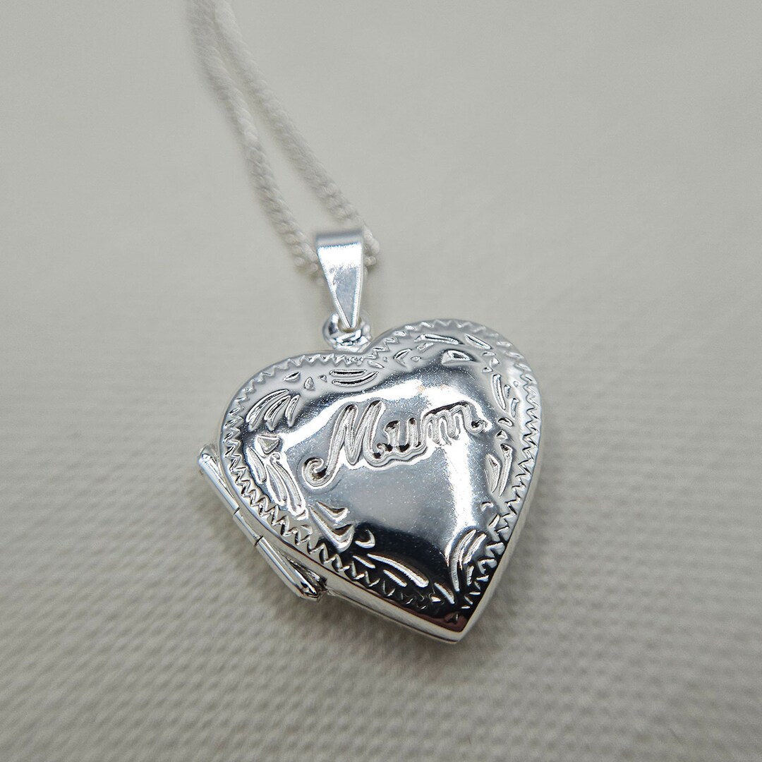 Sterling Silver Mum Heart Locket & Chain Necklace - Etsy