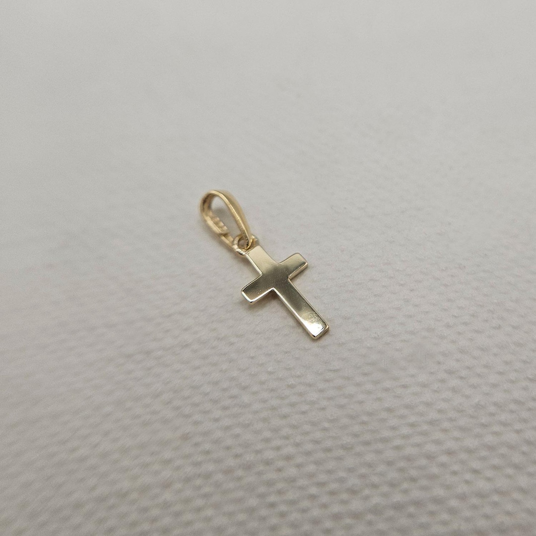 Small Micro 1cm X 5mm 9ct Yellow Gold Cross Charm - Etsy