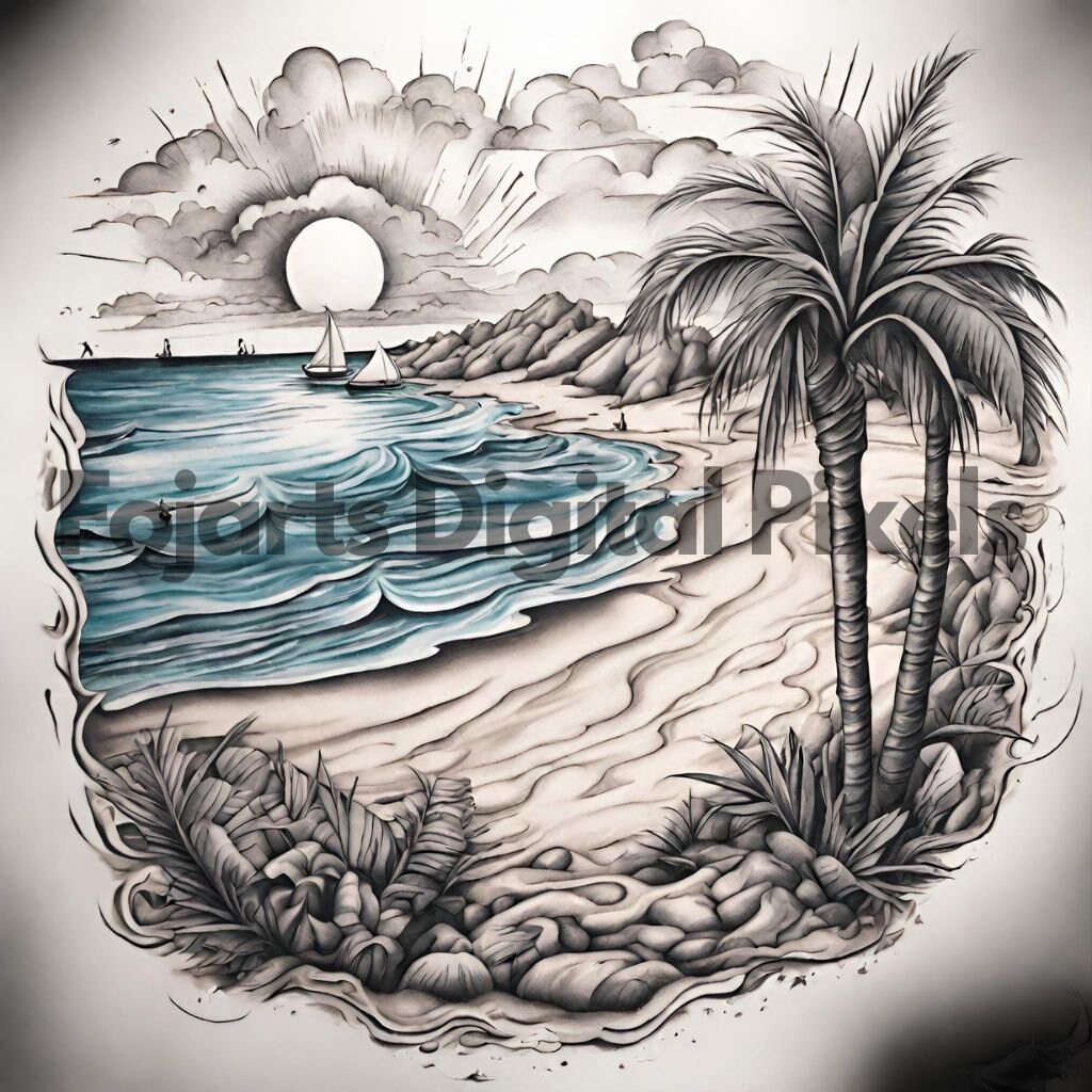 Beach Scene Tattoo Beach Scene Tattoo Ideas Beach Scene Tattoo Designs ...