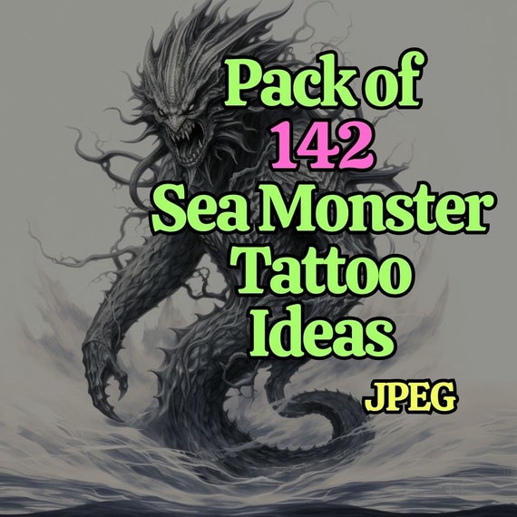 Sea Monster Tattoo Flash