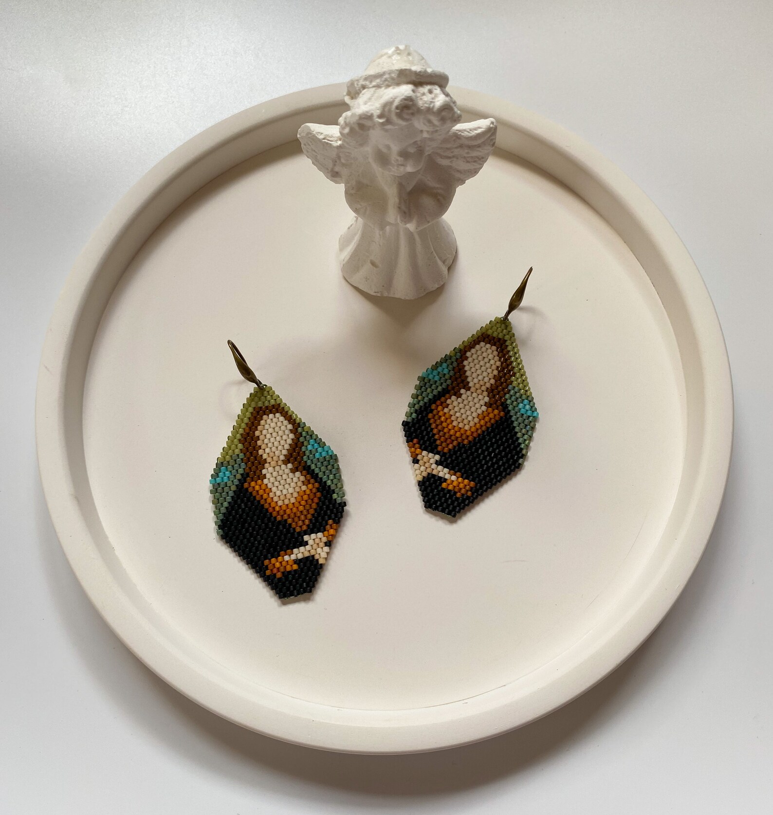 Mona Lisa Earrings, Inspired by Leonardo Da Vinci's Mona Lisa, Bead ...