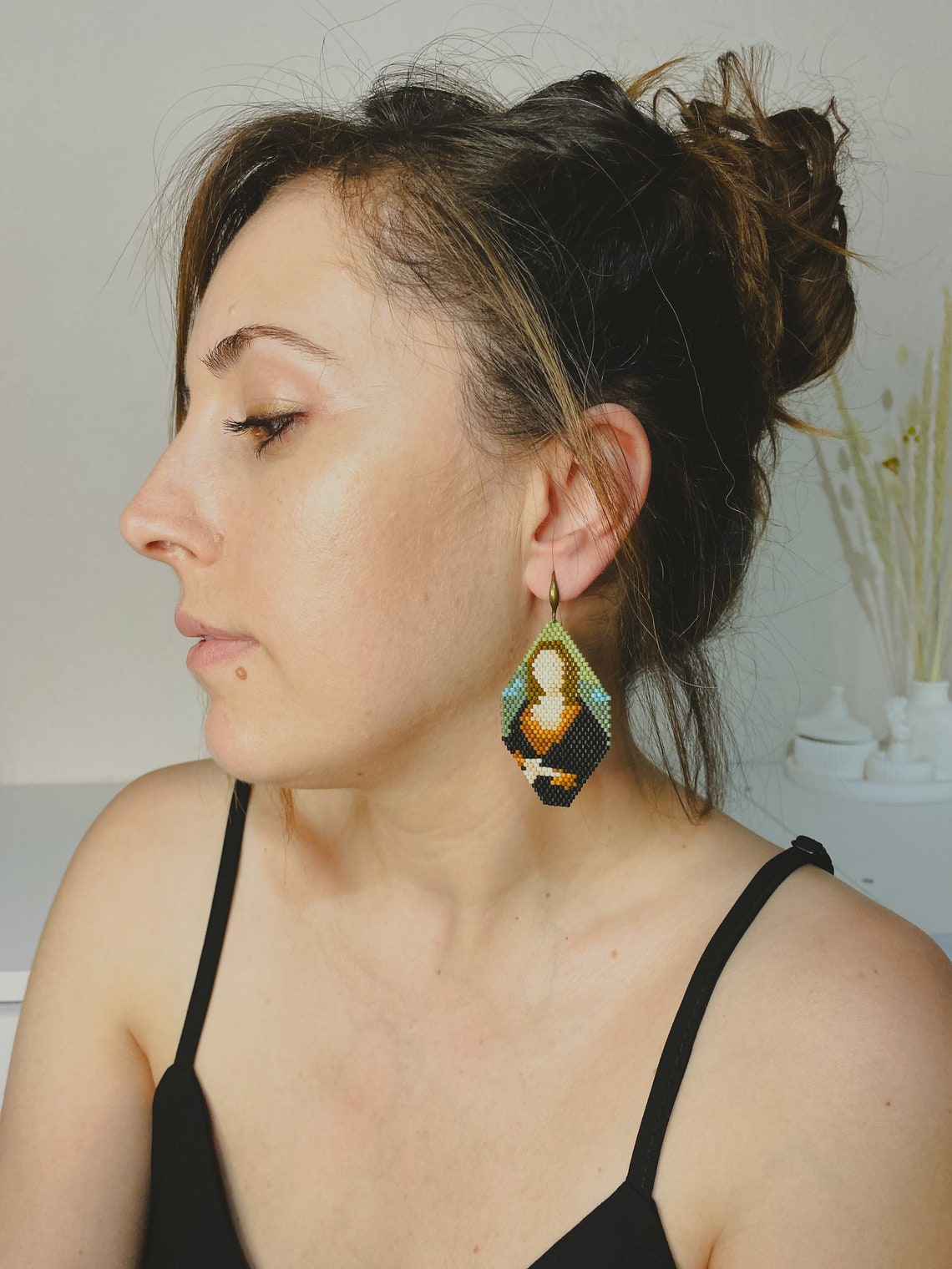 Mona Lisa Earrings, Inspired by Leonardo Da Vinci's Mona Lisa, Bead ...