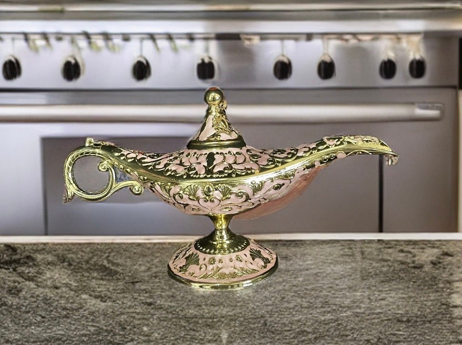Lucky Aladdin Magic Lamp Censer or Decoration Light Pink and Gold ...