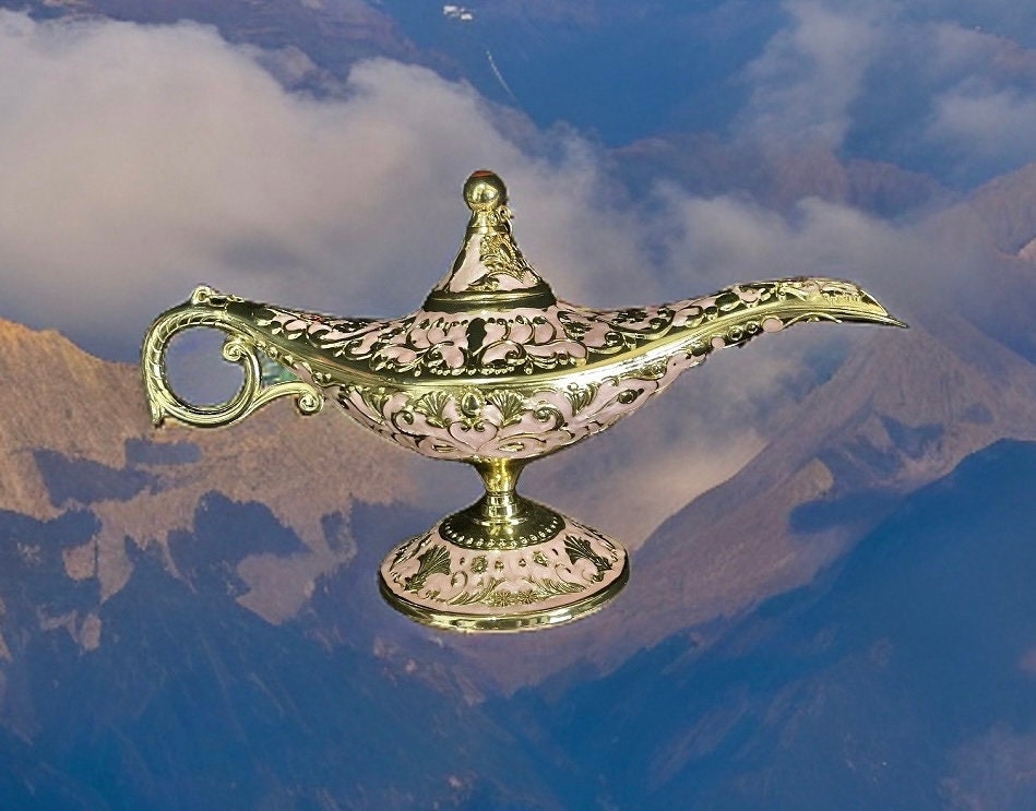 Lucky Aladdin Magic Lamp Censer or Decoration Light Pink and Gold ...