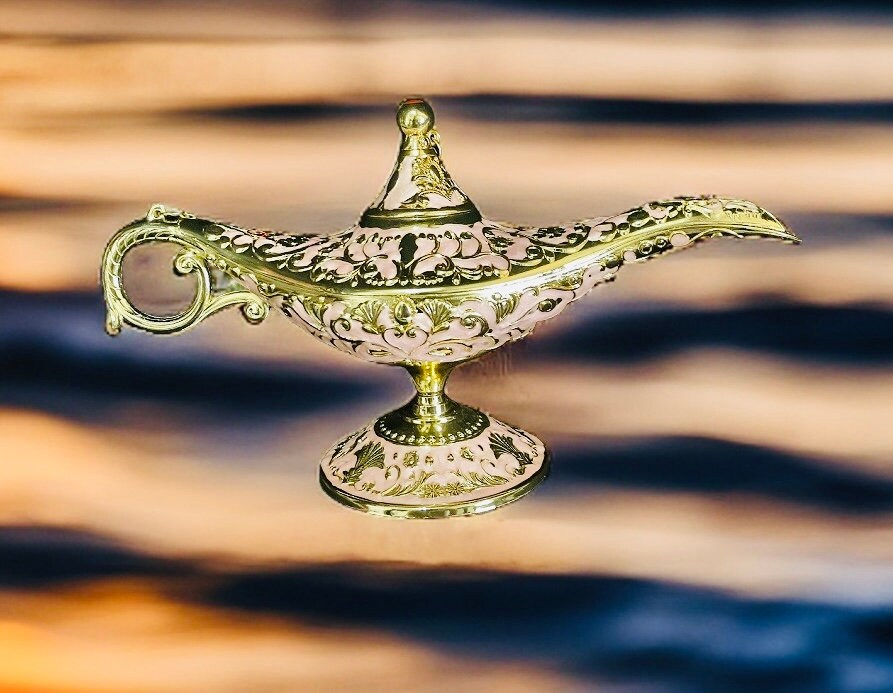 Lucky Aladdin Magic Lamp Censer or Decoration Light Pink and Gold ...
