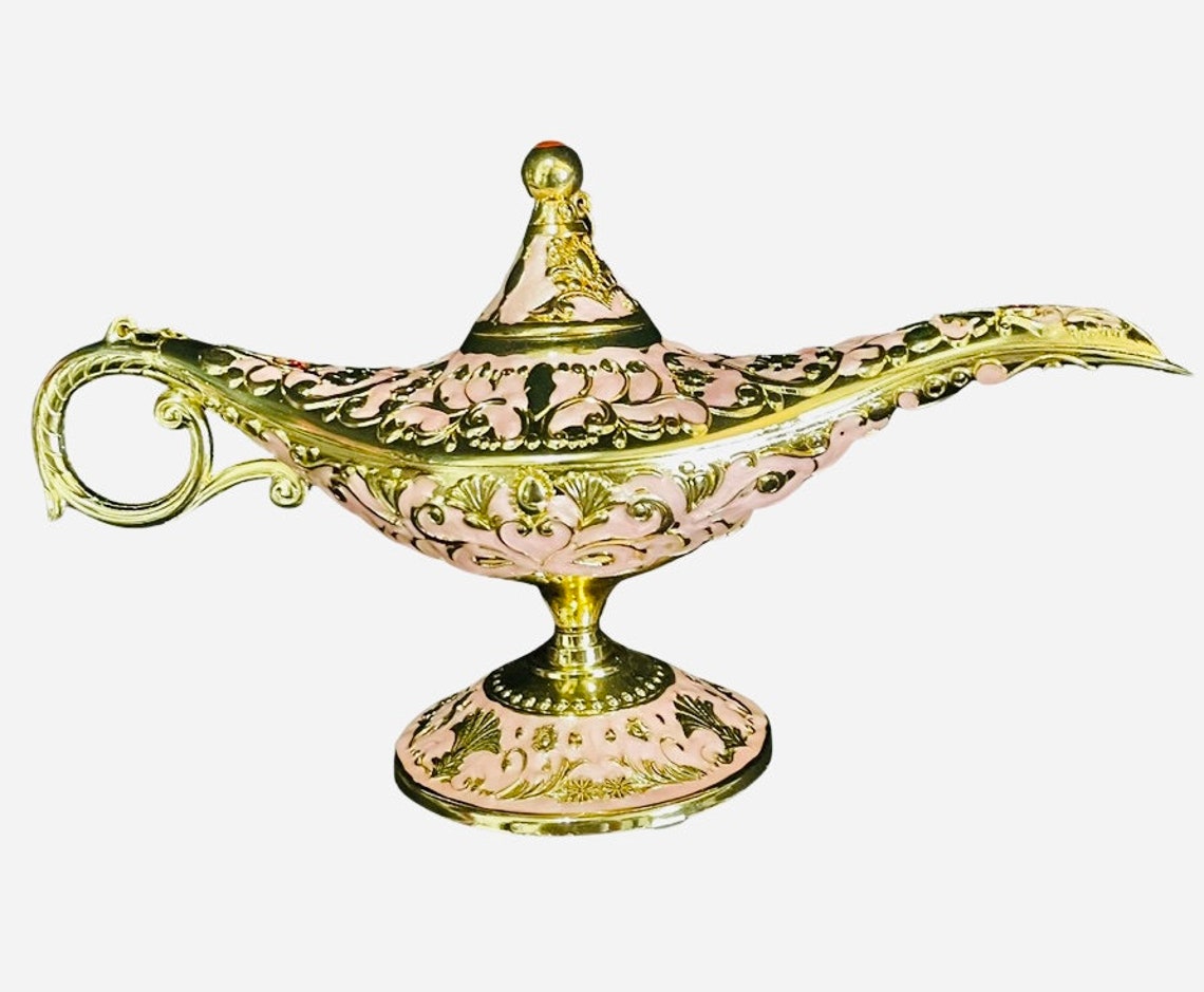 Lucky Aladdin Magic Lamp Censer or Decoration Light Pink and Gold ...