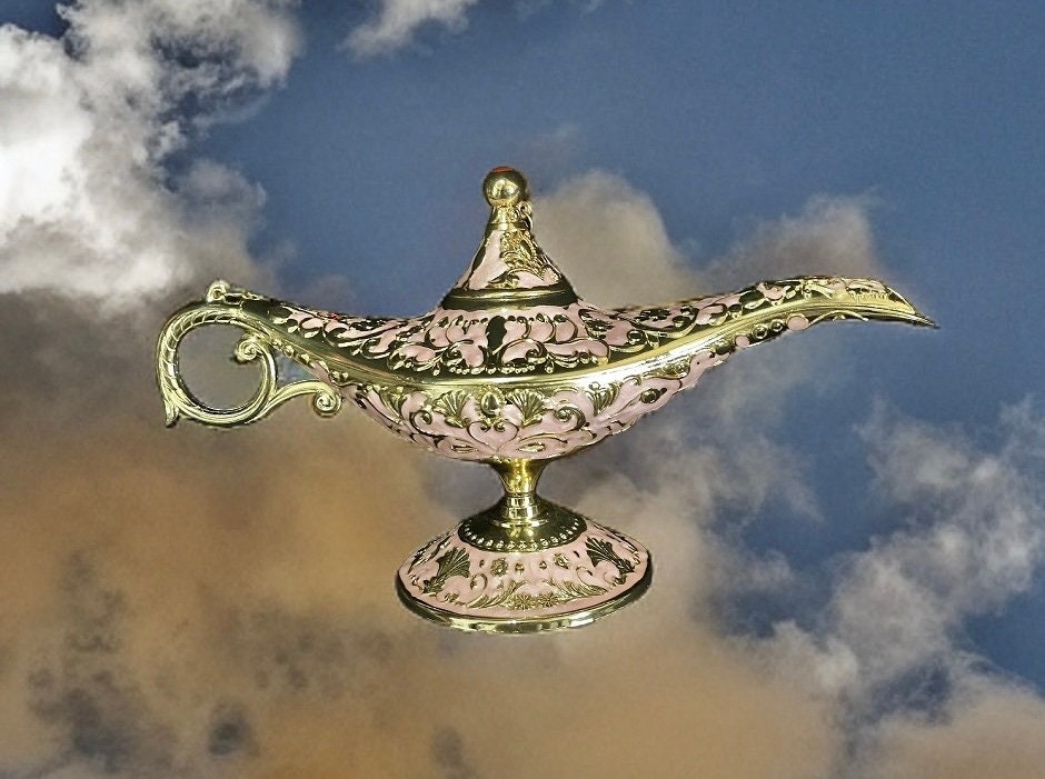 Lucky Aladdin Magic Lamp Censer or Decoration Light Pink and Gold ...
