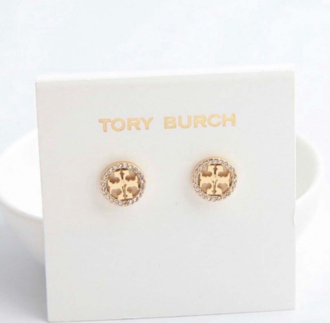 Tory Burch Crystal Studs, Logo, Gold, Rose Gold, Silver, Dark Grey ...