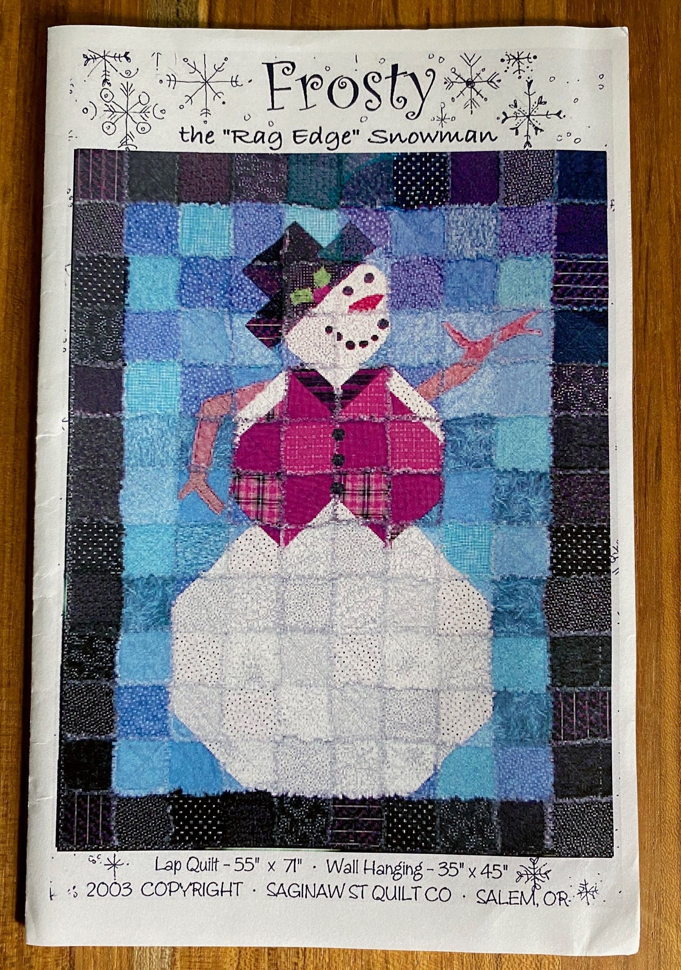 Rag Quilt Pattern, Frosty the Snowman Rag Quilt Pattern, Christmas Rag ...
