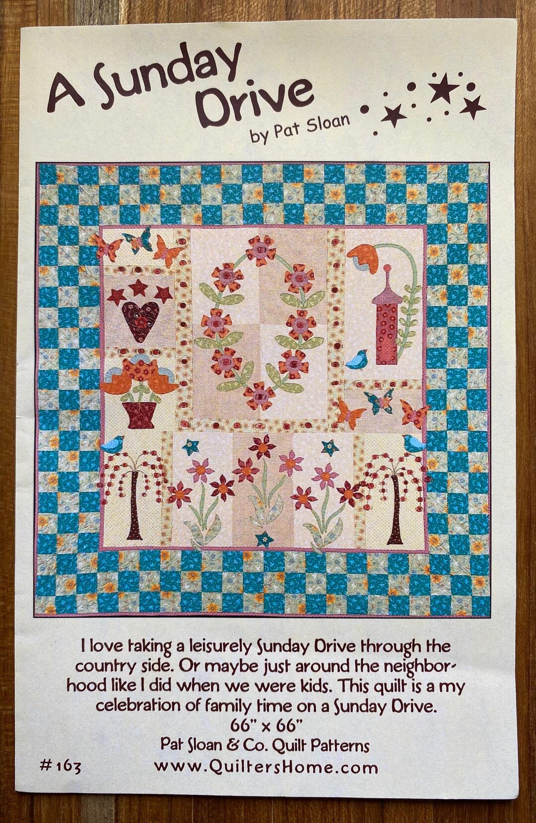 A Sunday Drive Quilt Pattern by Pat Sloan: Applique Patchwork, 66" X 66 ...