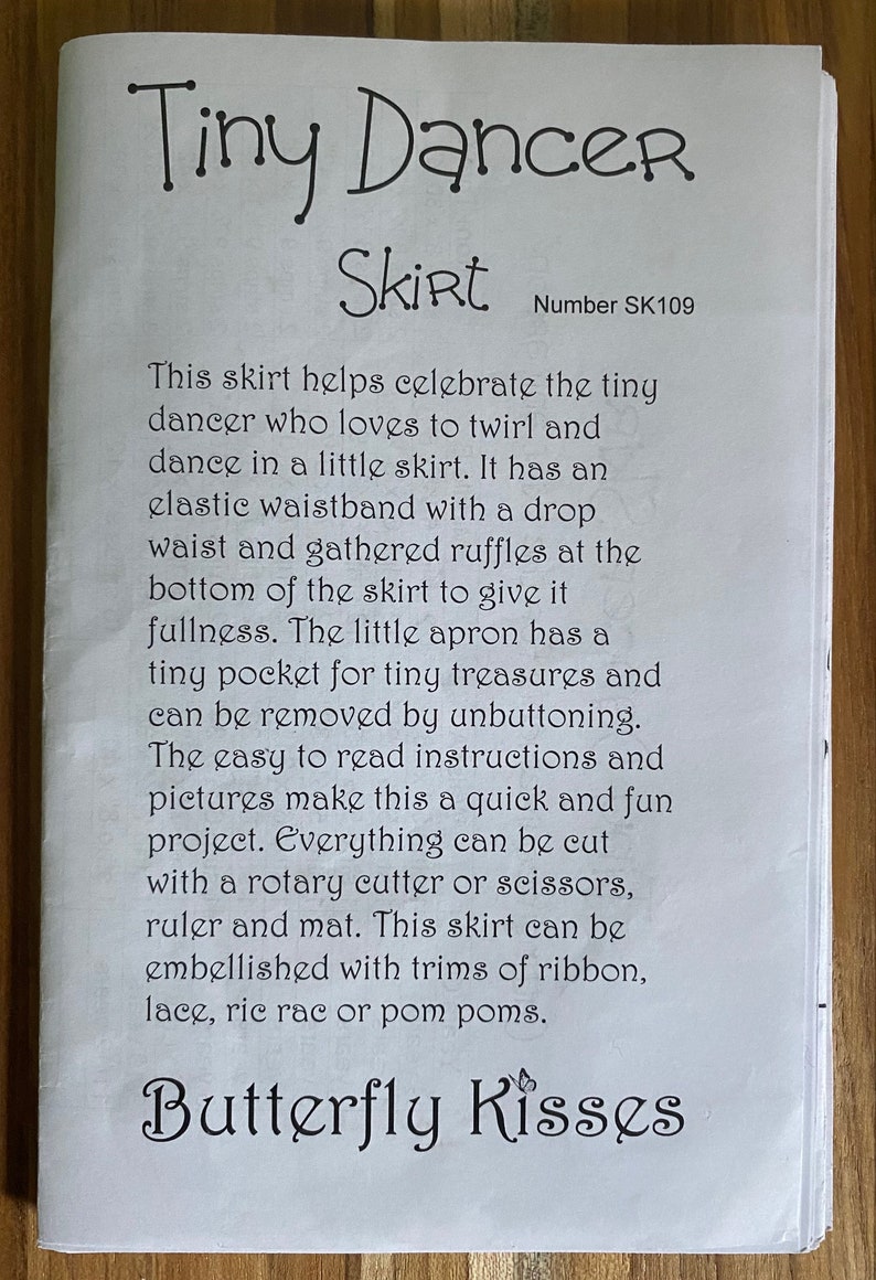 Tiny Dancer Twirl Skirt Paper Pattern Butterfly Kisses 2012 Drop ...