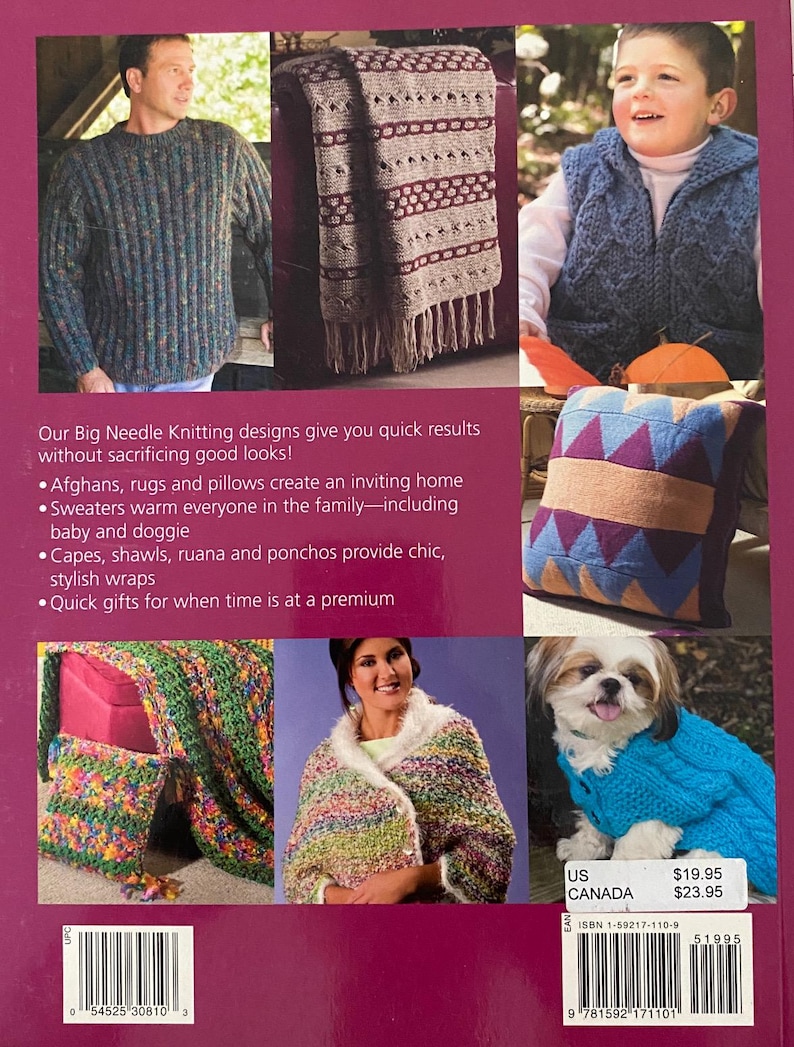 Big Needle Knitting Pattern Book: Fast Knit Afghans, Sweaters, Shawls ...