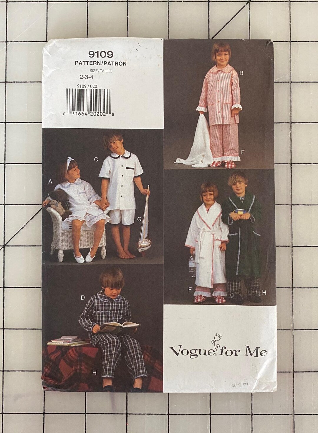1994 Vogue Children's Pajama Sewing Pattern: Uncut #9109 (sizes 2-4 - Etsy