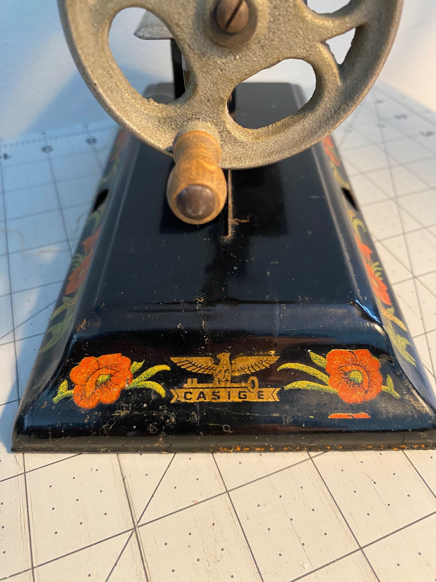 Vintage Casige Toy Sewing Machine: Black With Roses, German Decor - Etsy
