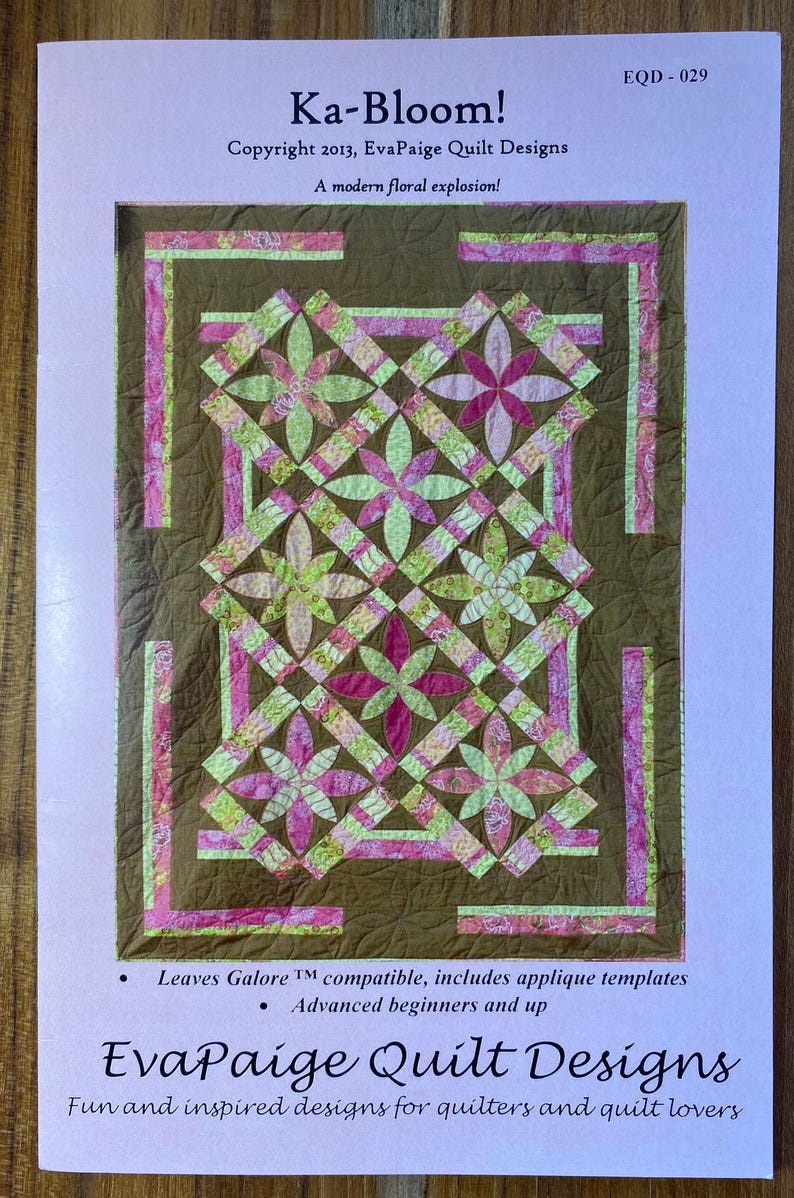 KA-BLOOM Flower Quilt Pattern: Applique & Piecing (twin/lap Size) - Etsy