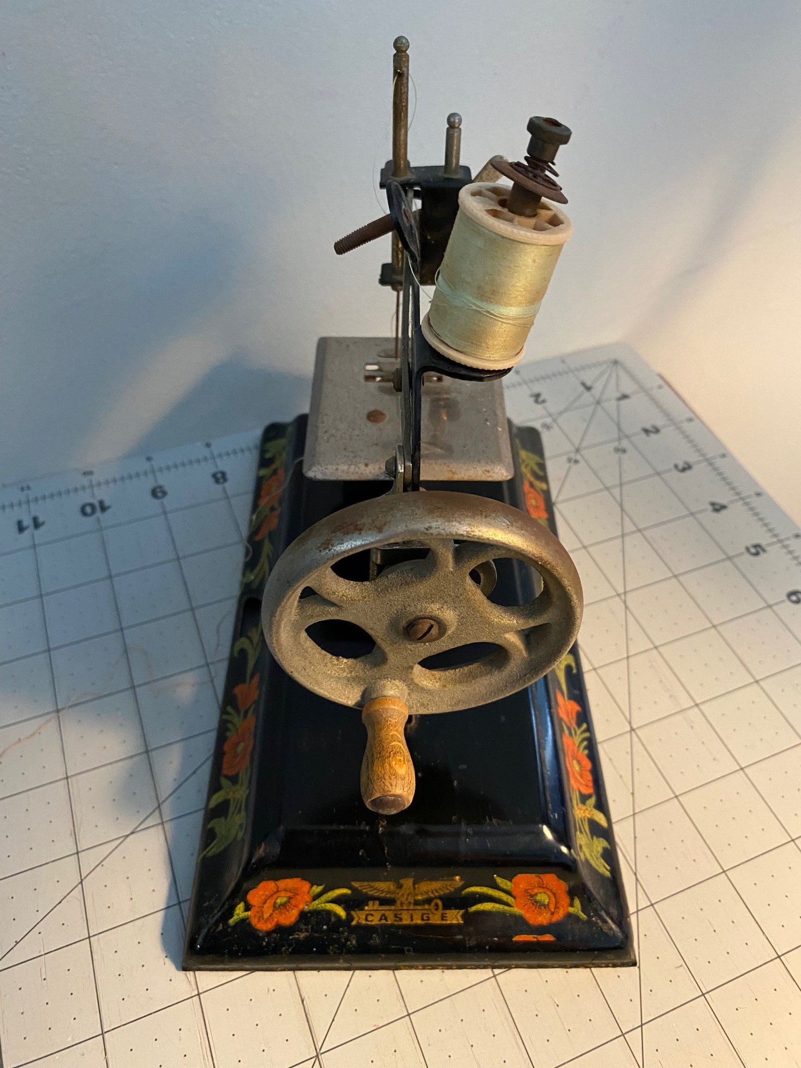 Vintage Casige Toy Sewing Machine: Black With Roses, German Decor - Etsy