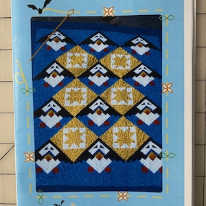 Puffins Aloft Quilt Pattern: Vintage Coastal Design - the Batty Quilter ...