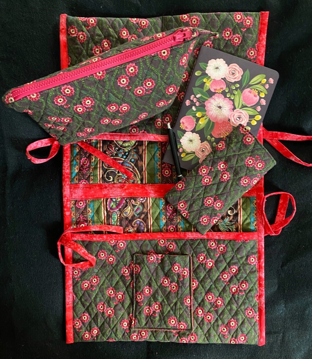 Quilted Walker Bag Gift Set: Handmade Mobility Aid With Zippered Pouch ...