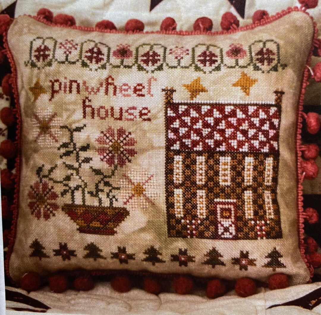 Cross Stitch Pattern, Free Shipping, PINWHEEL HOUSE, Pansy Patch Quilt ...