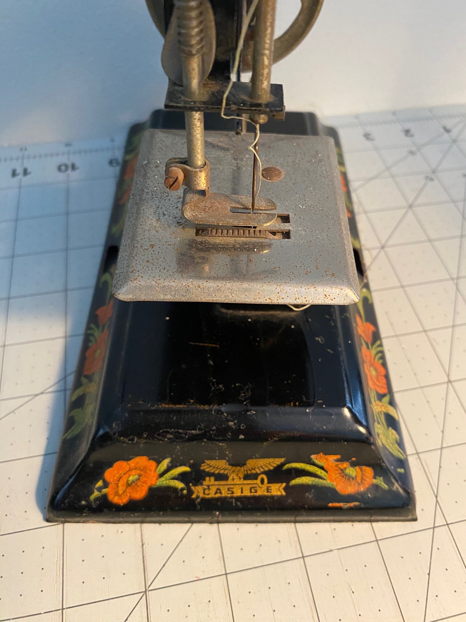 Vintage Casige Toy Sewing Machine: Black With Roses, German Decor - Etsy