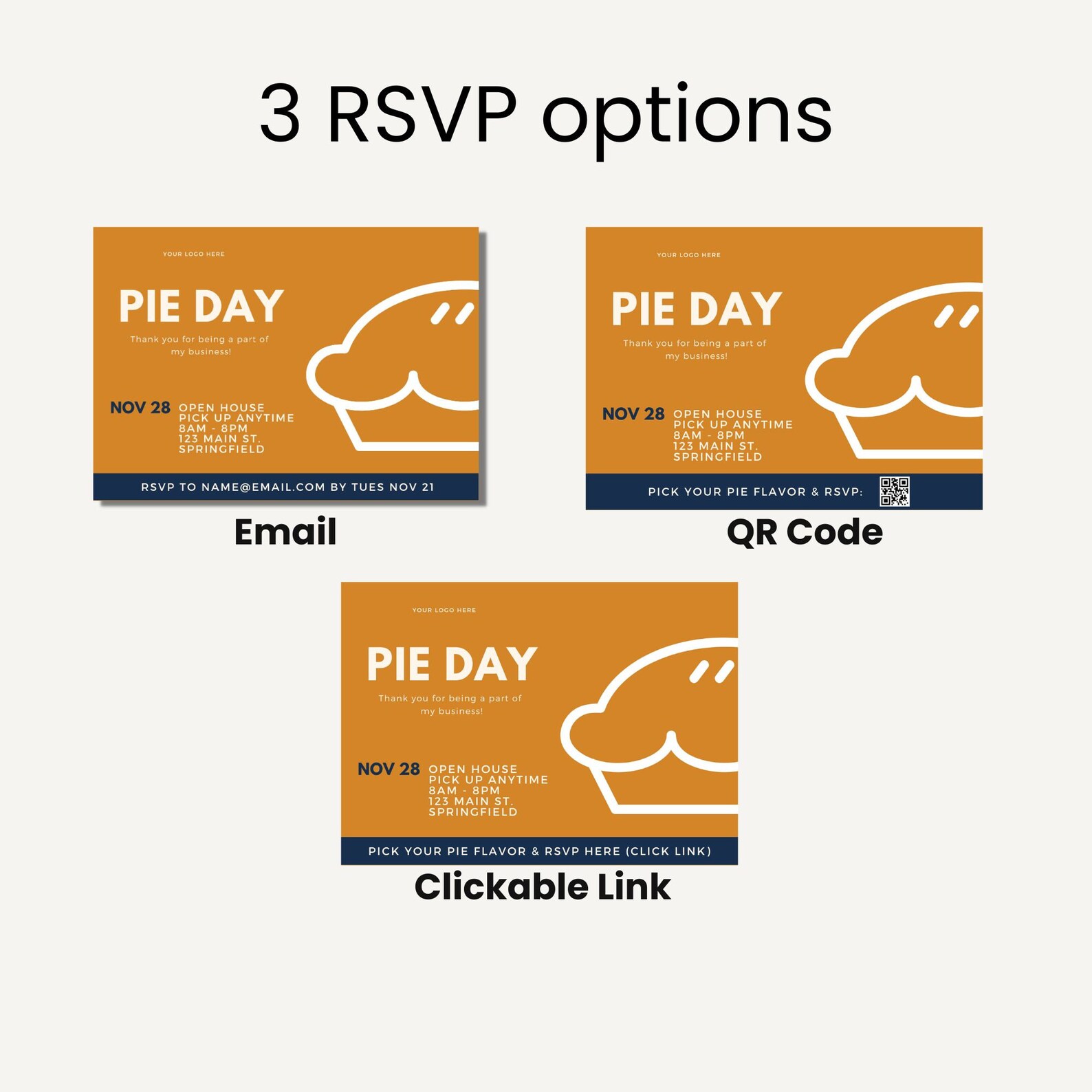 Pie Day Invitation | Canva Template for Real Estate Agents | Real ...