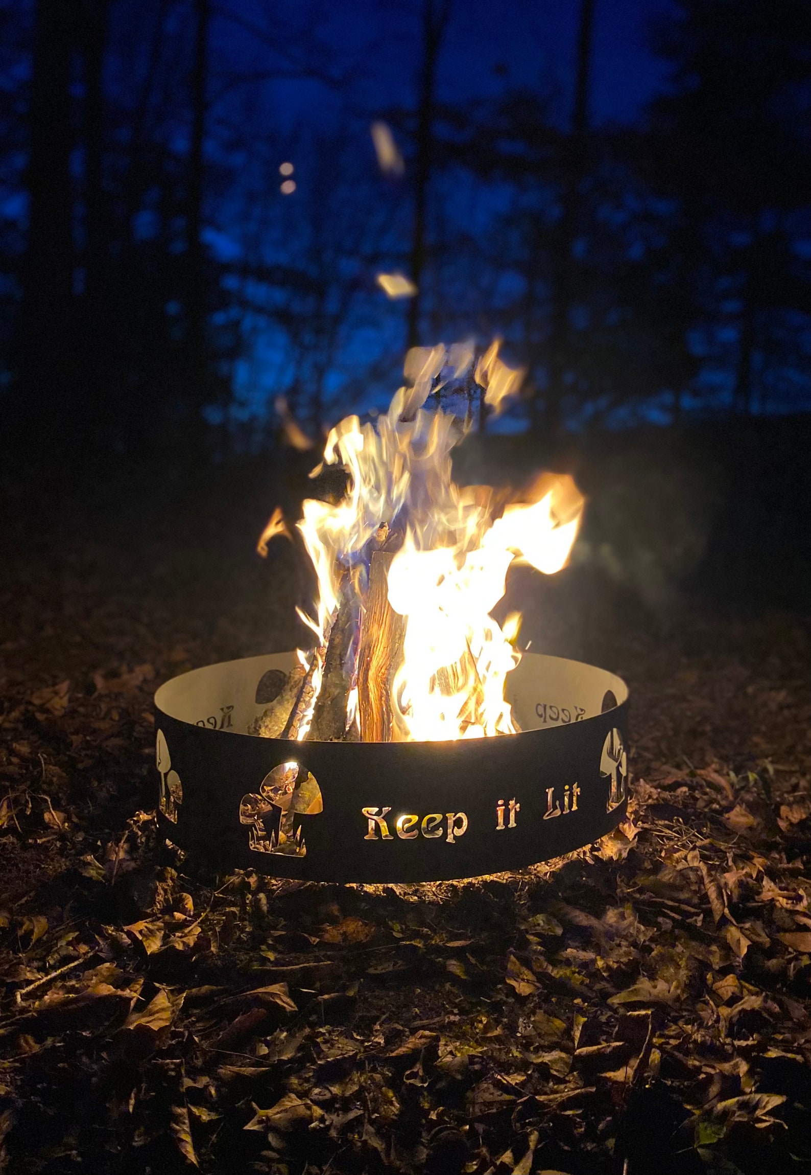 24” Steel Fire Ring Mushroom, “keep It Lit” Woodsy Theme, High Vibes ...