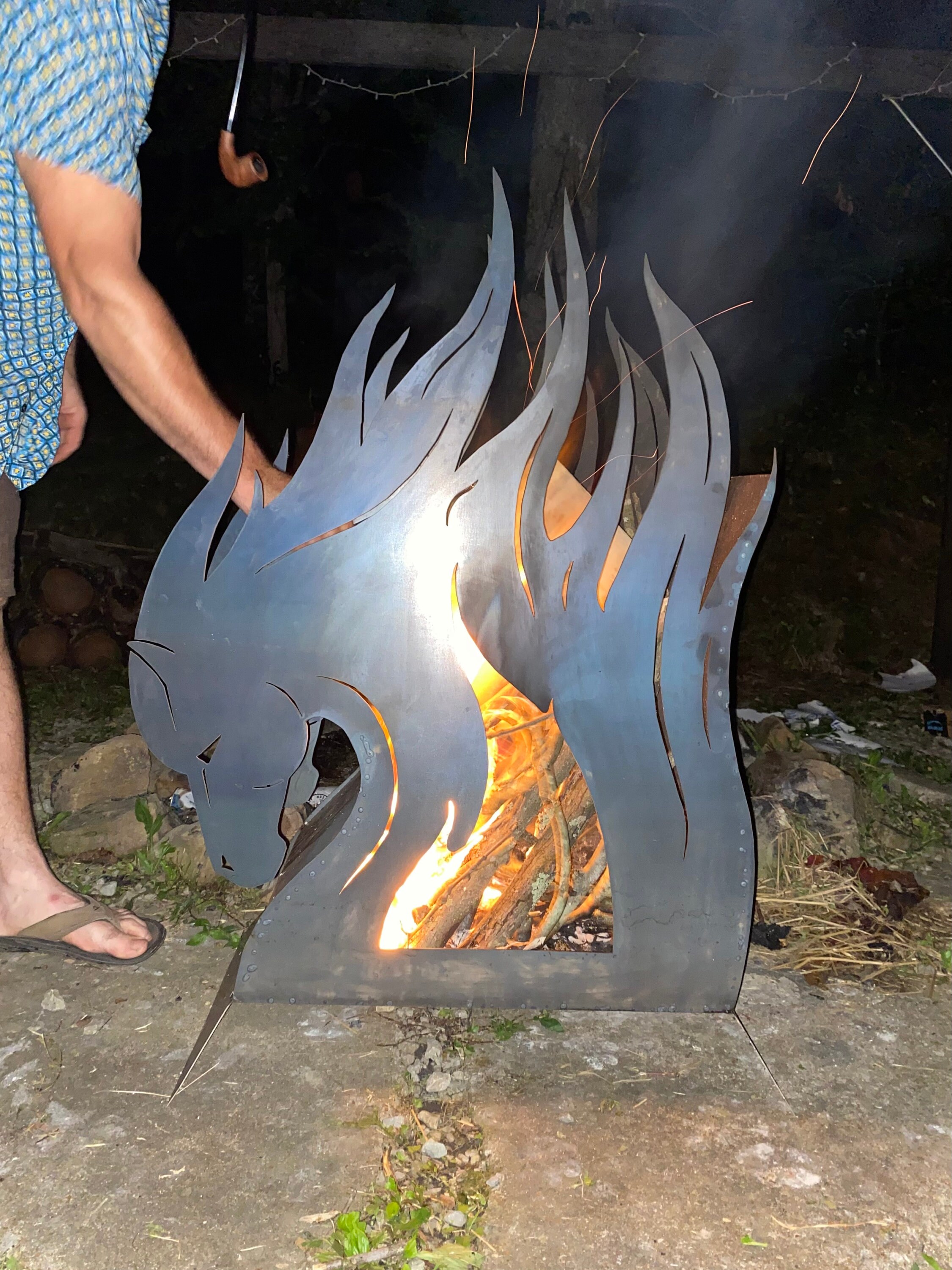 Steel Horse Head Flaming Fire Box Fire Pit Custom Fire Rings Hand ...